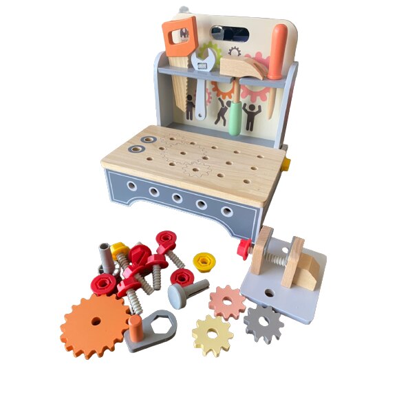 Mini Banc de Lucru Multifunctional cu Unelte din Lemn, Atelier de scule ...