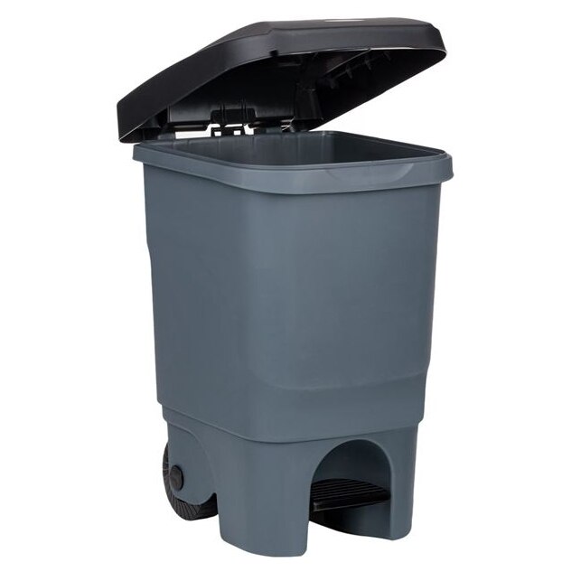Cos de gunoi din plastic negru cu roti cu capac - eMAG.ro