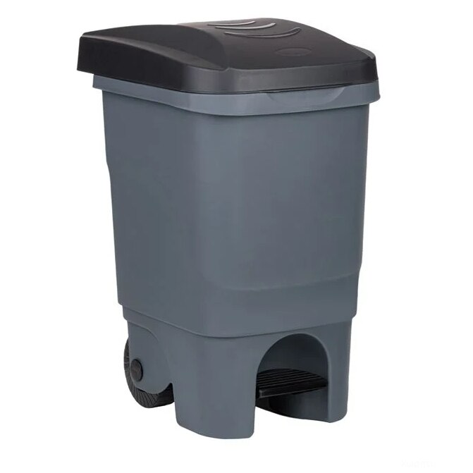 Cos de gunoi din plastic negru cu roti cu capac - eMAG.ro