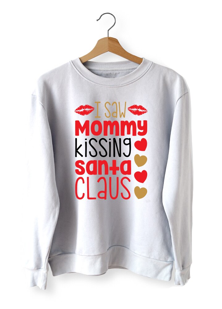 Bluza Craciun Barbati Mommy Kissing Santa, Bumbac, Alb, XXL - eMAG.ro
