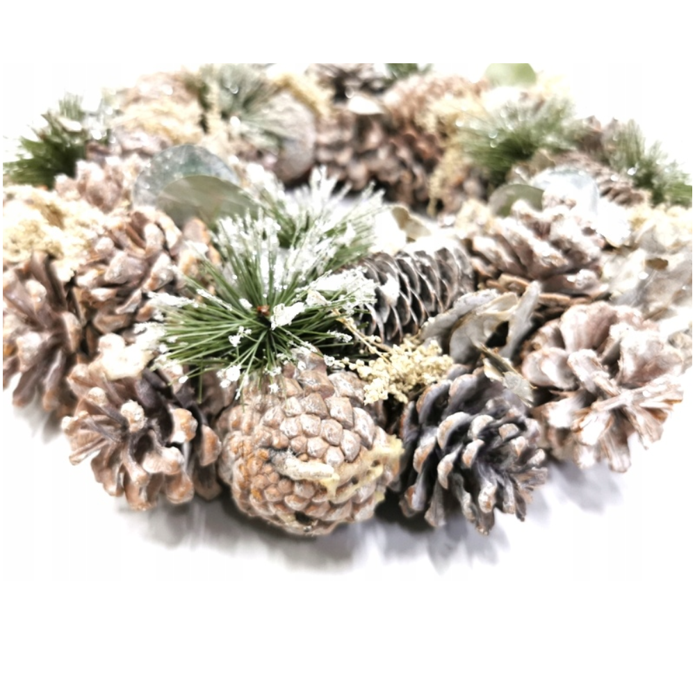 Coronita de craciun cu conuri de pin pentru usa 32 cm gri-maro - eMAG.ro