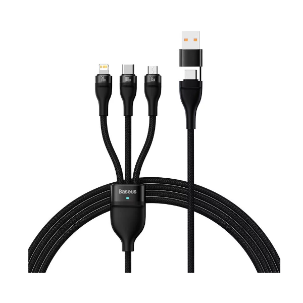 Cablu, Baseus, 3 in 1, USB C la Lightning, USB C/micro USB, 1,5 m, 100 ...