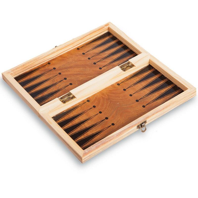 Set de sah si table, Lemn, 3 in 1, 34x34cm - eMAG.ro