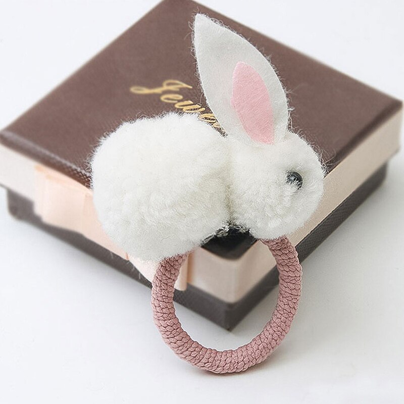 Elastic pentru par, model iepuras handmade, alb, EFAYN - eMAG.ro