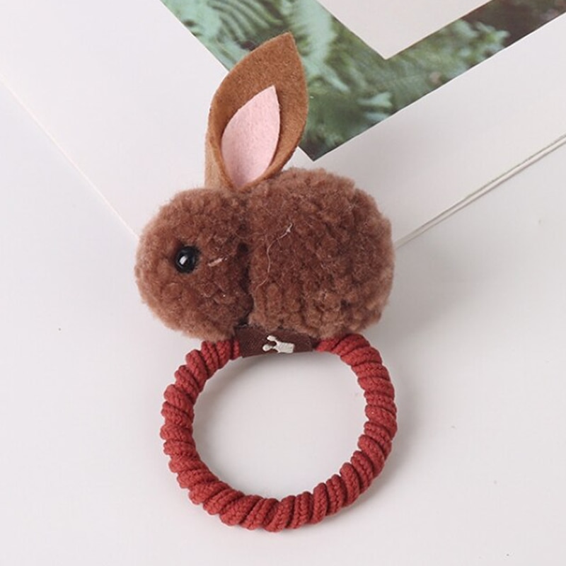 Elastic pentru par, model iepuras handmade, maro, EFAYN - eMAG.ro