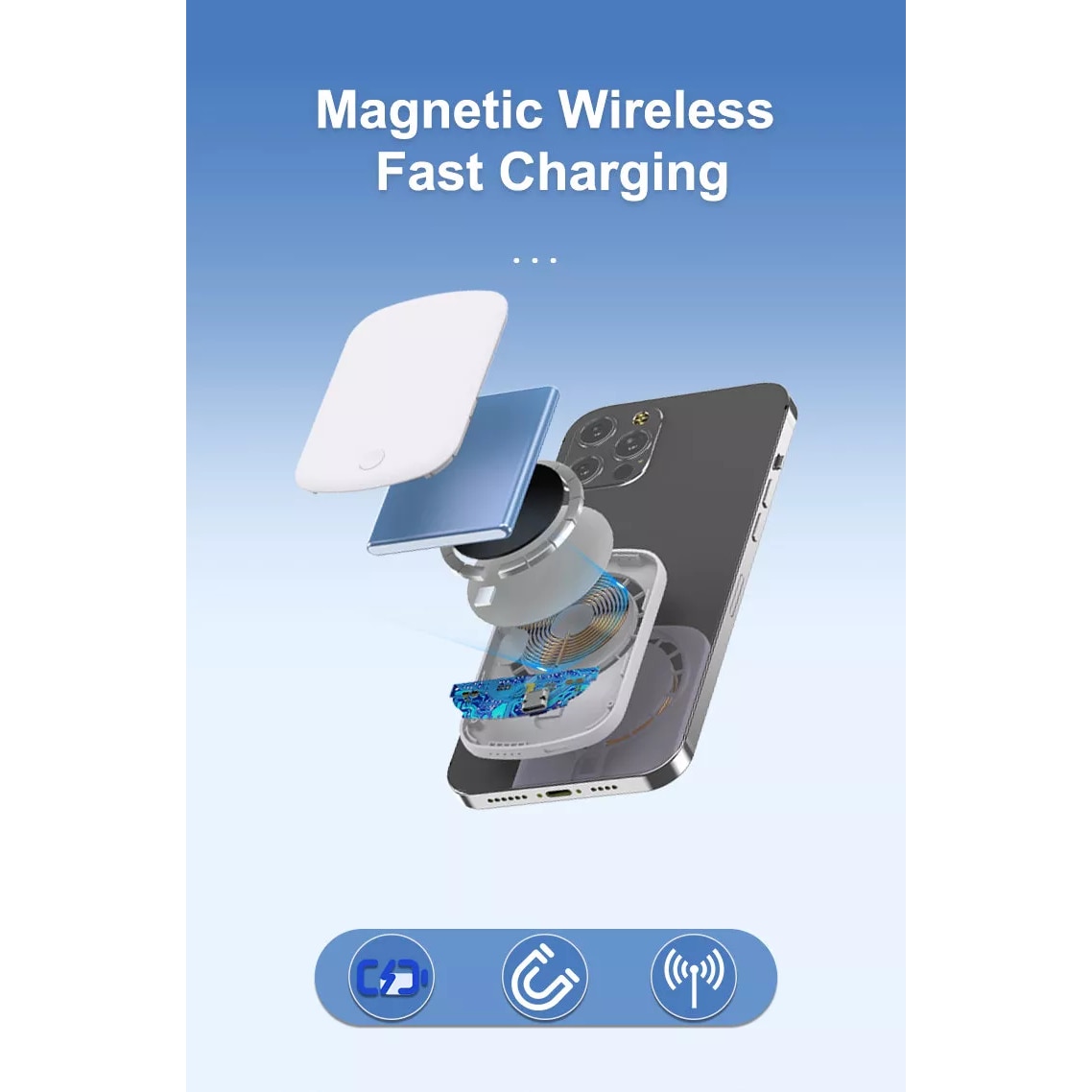 Baterie Magnet 10.000 mAh 15w subtire cu incarcare rapida fara Fir Mini ...