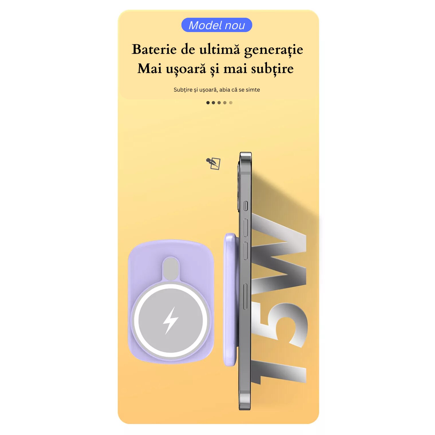 Baterie Magnet 10.000 mAh 15w subtire cu incarcare rapida fara Fir Mini ...