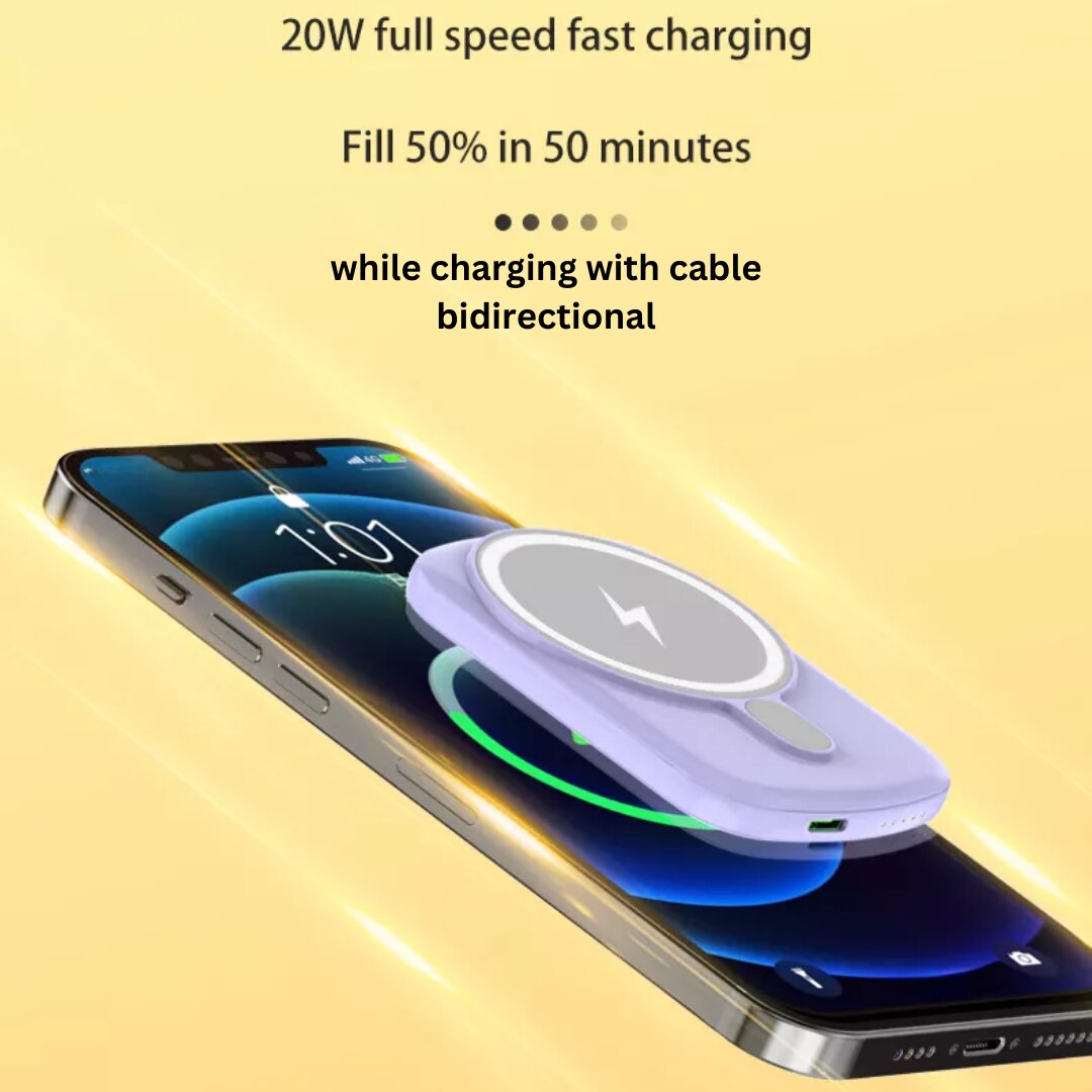Baterie Magnet 10.000 mAh 15w subtire cu incarcare rapida fara Fir Mini ...