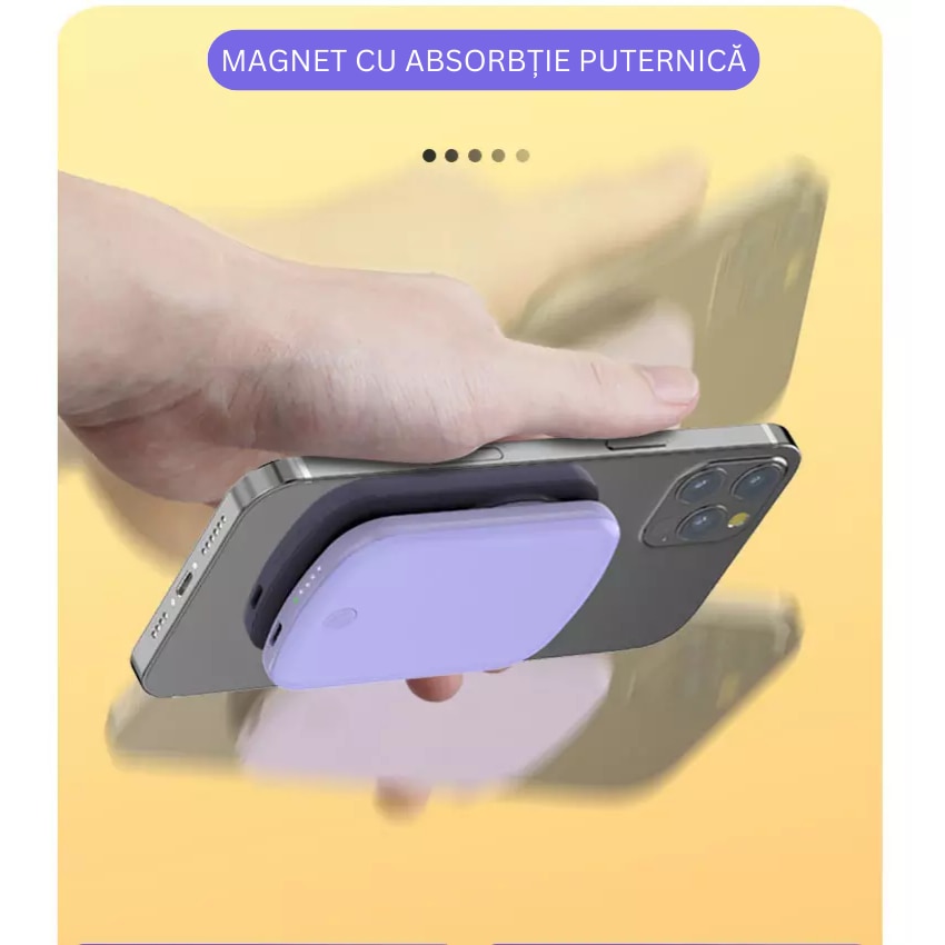 Baterie Magnet 10.000 mAh 15w subtire cu incarcare rapida fara Fir Mini ...