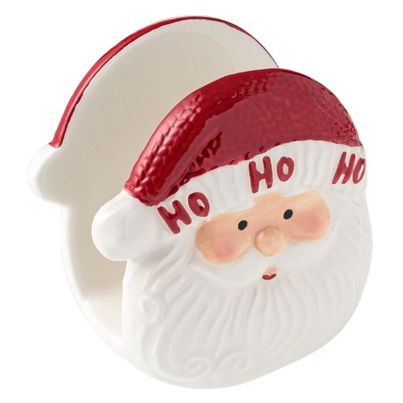 Suport Servete, Forma de Mos Craciun "Hoo Hoo", Rosu Alb, 10x6x11 cm ...