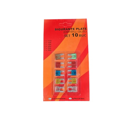 Sigurante auto mini set 10 bucati 1x7.5A 2X10A 2X15A 2X20A 2X25A 1X30A ...