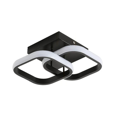 LED плафониер, алуминий, двустранен, 220v, 19w, топла светлина, черен ...