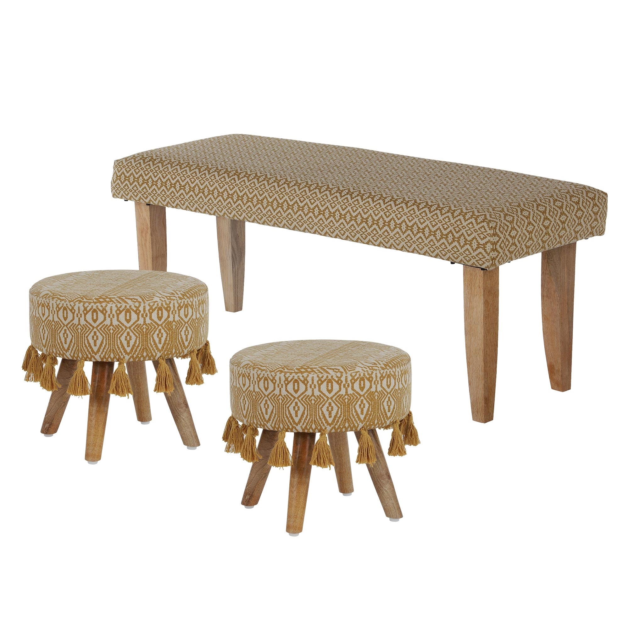 Set Banca, Womo-Design, 120 x 48 x 40 cm, lemn/tesatura, alb/auriu ...