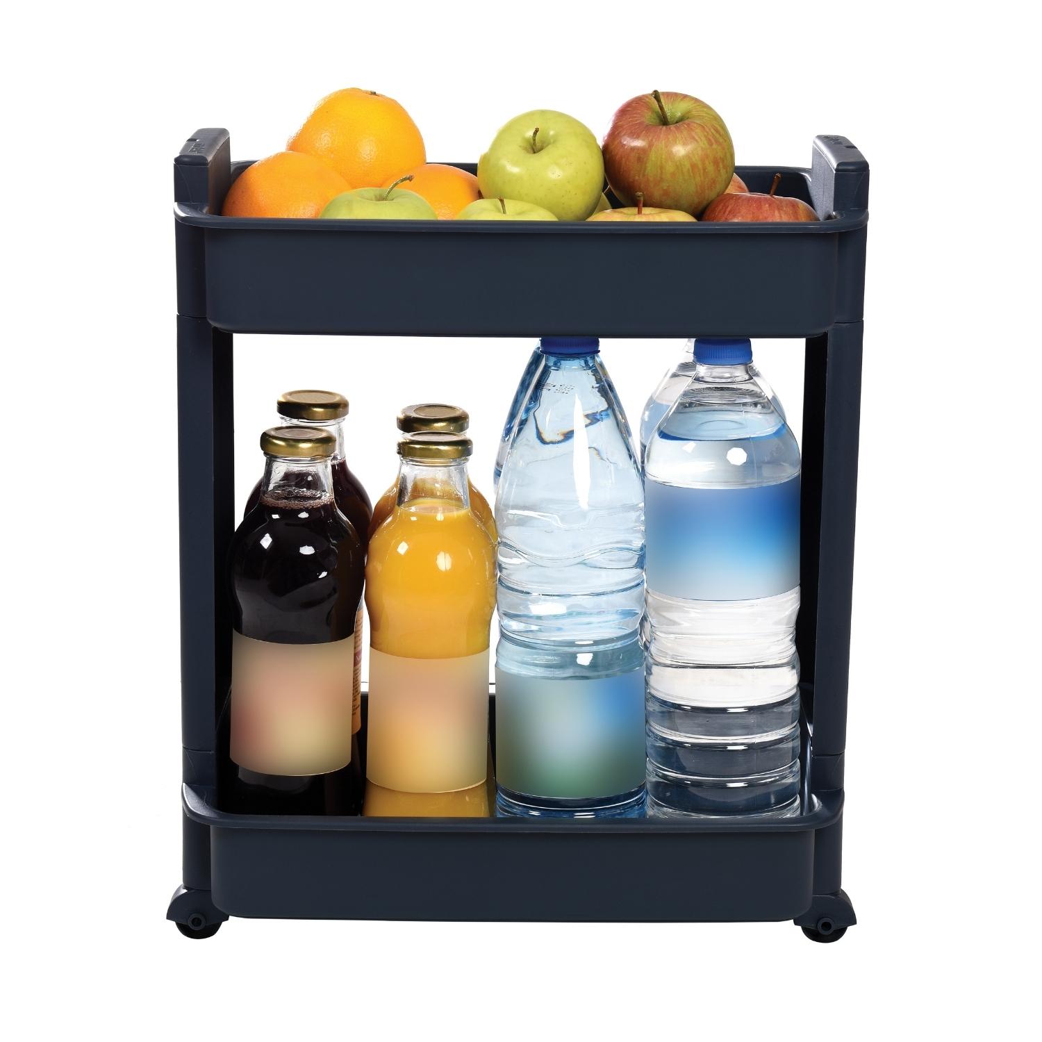 Raft mobil cu roti si 2 niveluri, tip etajera, 39 x 23 x H 47 cm ...