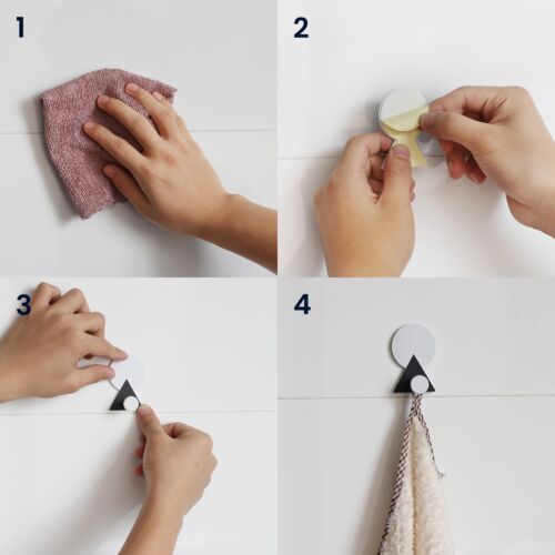 Set 2 Carlige de perete autoadezive pentru chei, Kwmobile, Negru/Alb ...