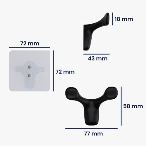 Set 2 Carlige de perete autoadezive pentru chei, Kwmobile, Negru, Metal ...
