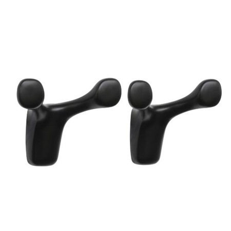 Set 2 Carlige de perete autoadezive pentru chei, Kwmobile, Negru, Metal ...