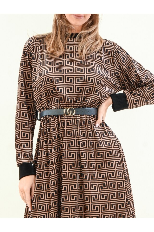 Rochie Clos Dama PrintGoldie Maro cu Negru, M - eMAG.ro