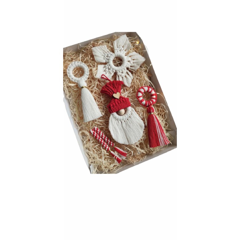 Decoratiune brad 2 din macrame Handmade 20X20 cm - eMAG.ro