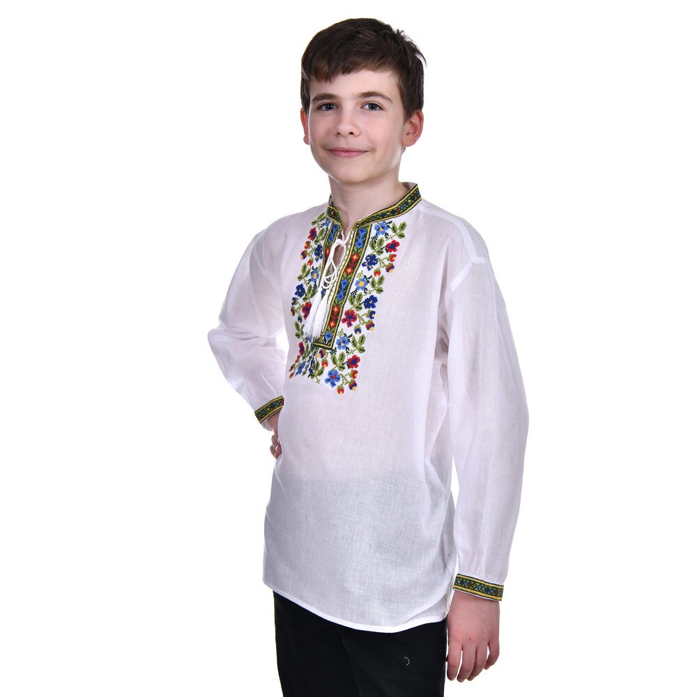 Ie populara baietel, alba, broderie multicolora, 1 - 2 ani, DNK0151 ...