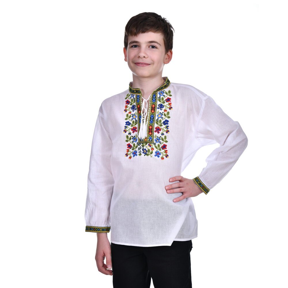 Ie populara baietel, alba, broderie multicolora, 1 - 2 ani, DNK0151 ...