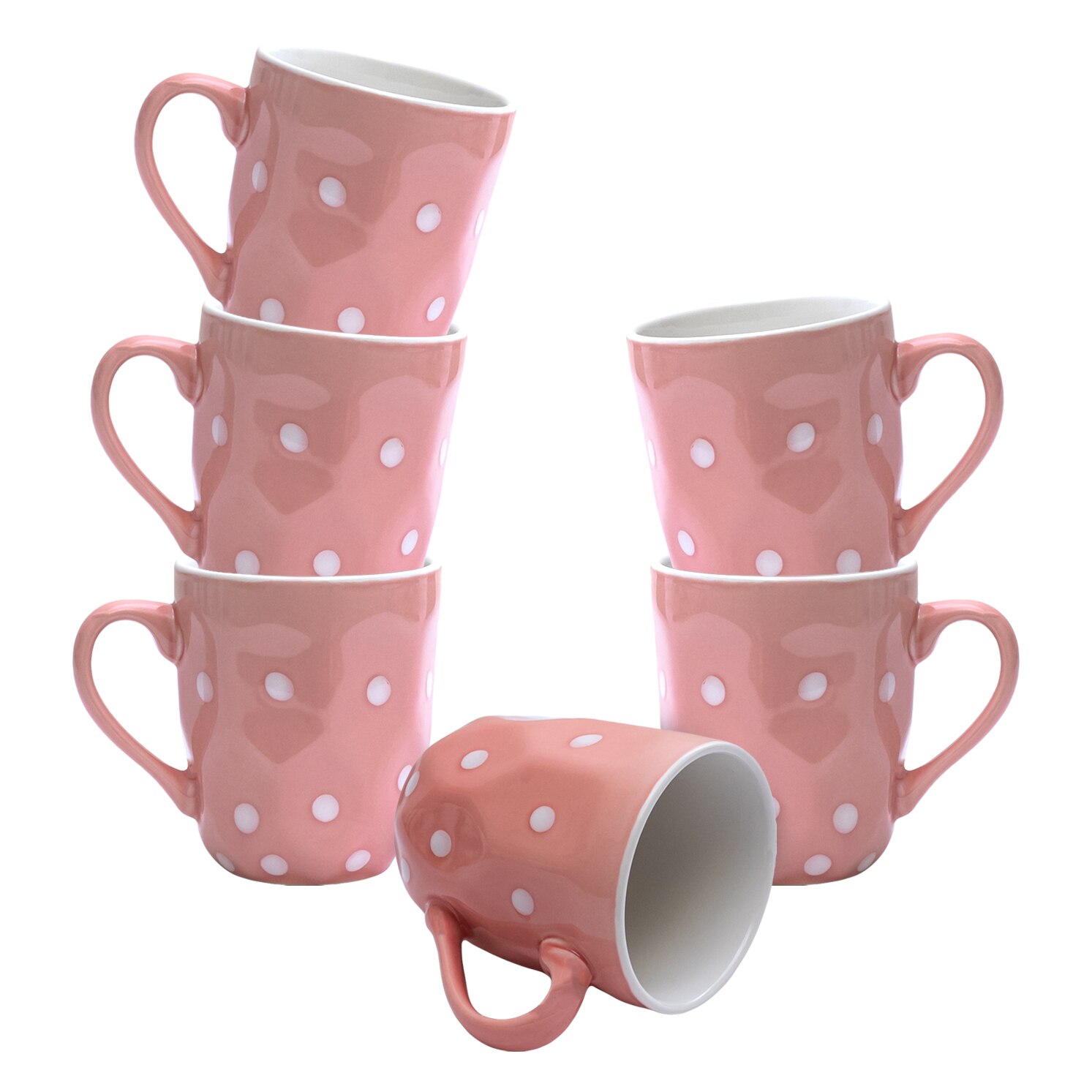 Set 6 cesti, Cesiro, 180 ml, Roz cu buline albe - eMAG.ro