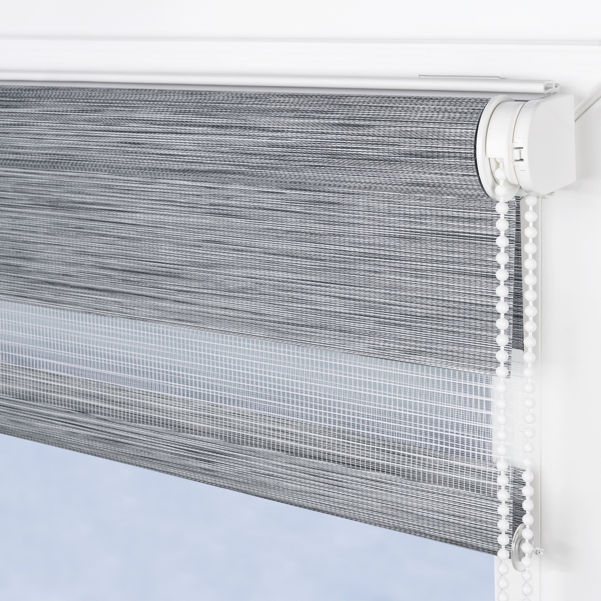 Roleta textila, Natural, instalare non-invaziva, rulou Zi si Noapte ...