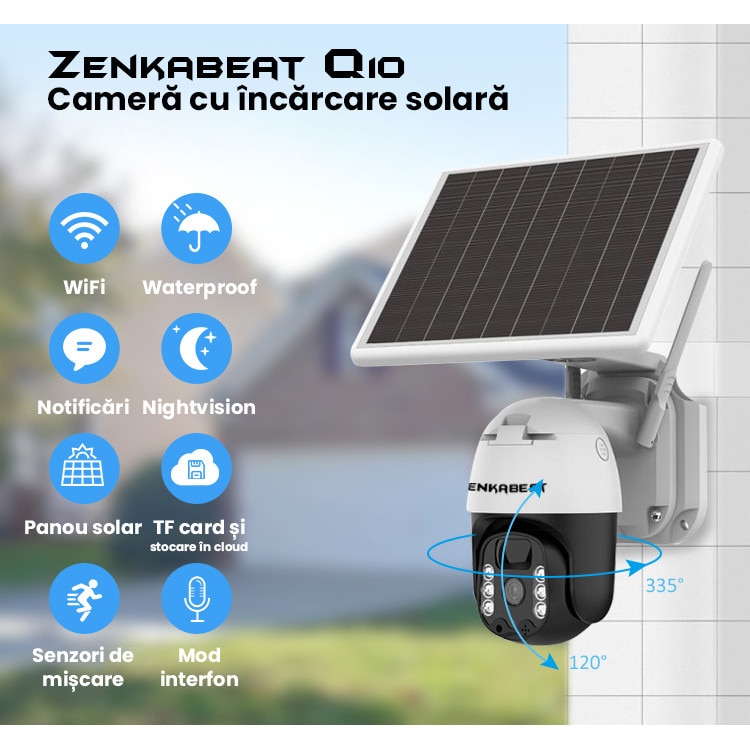 Wifi камера за наблюдение със соларен панел Zenkabeat Q8 Ultra Cctv 5mp Full Hd Clear Night