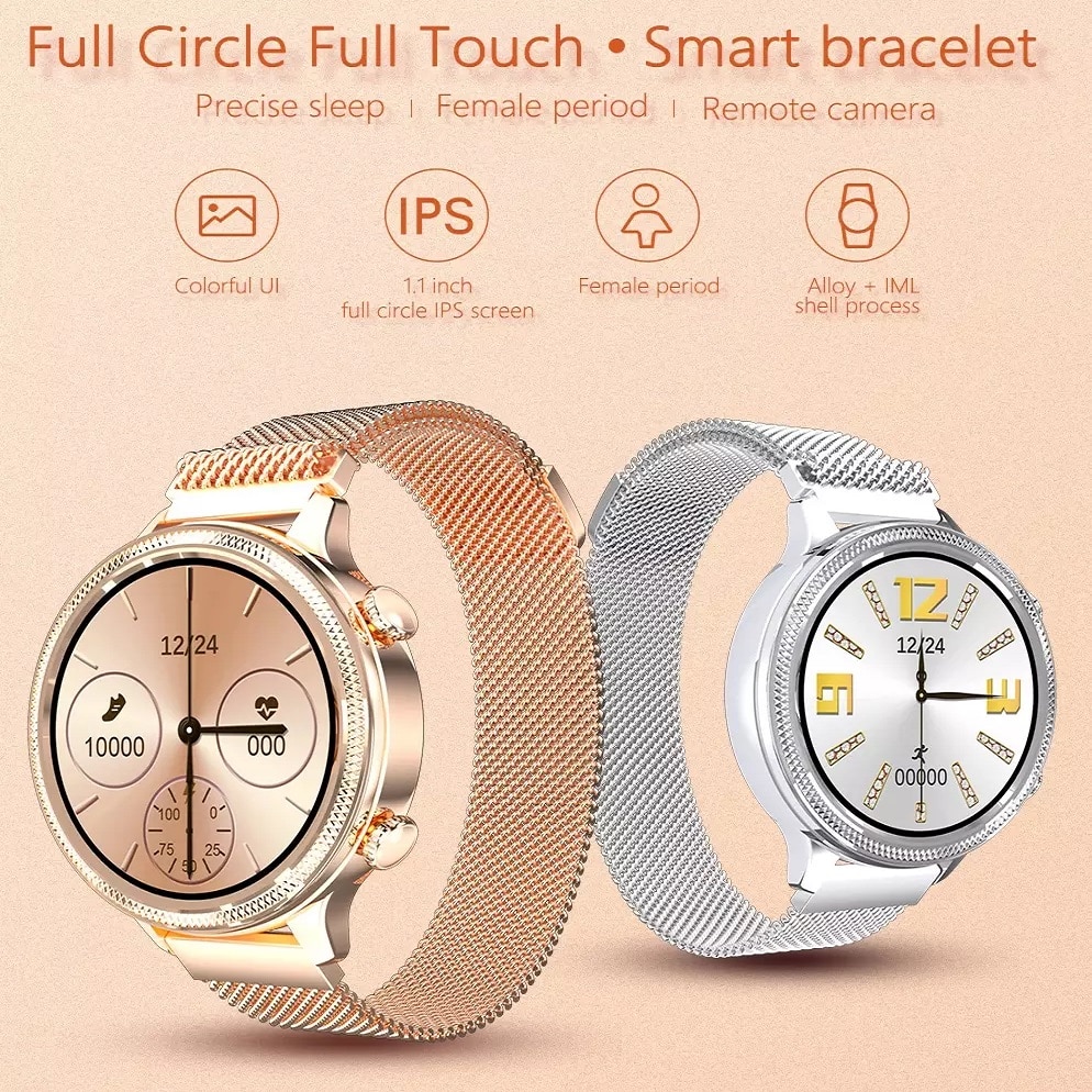Ceas Smartwatch Dama Full Touch bratara magnetica Neagra Karen SWM3 ...