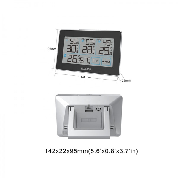 Statie meteo cu higrometru si 3 senzori externi, wireless, afisaj ...