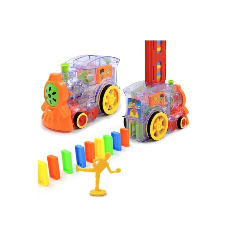 Trenulet electric cu 80 piese Domino, lumini si sunete - eMAG.ro