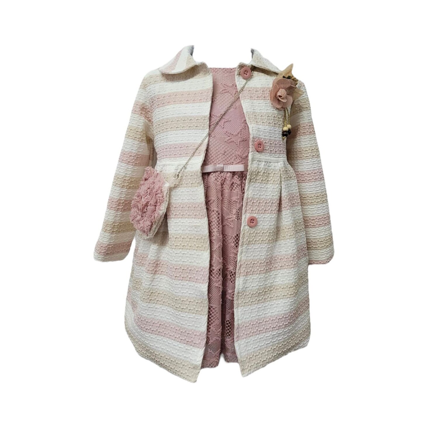 Pardesiu cu rochita roz si poseta, Emanuel, marime 104 - eMAG.ro