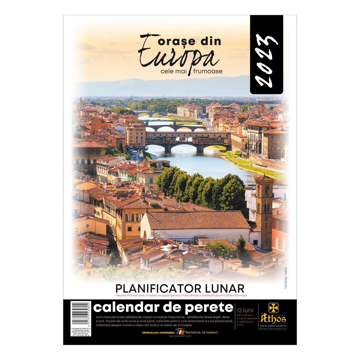 Calendar de perete 2023, Planificator lunar, Orase din Europa, cele mai ...
