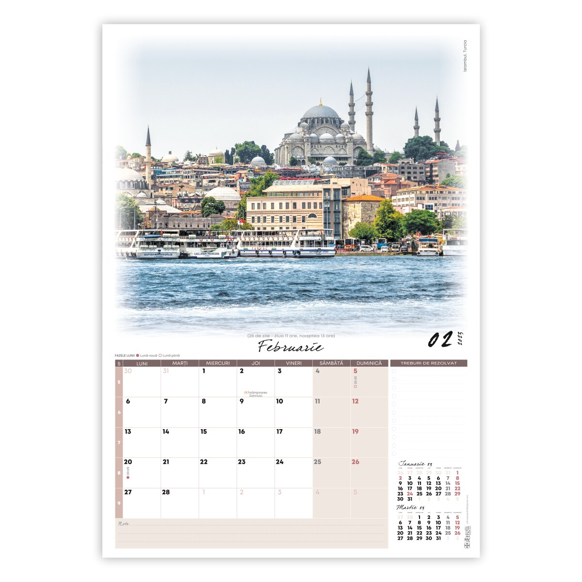 Calendar de perete 2023, Planificator lunar, Orase din Europa, cele mai ...