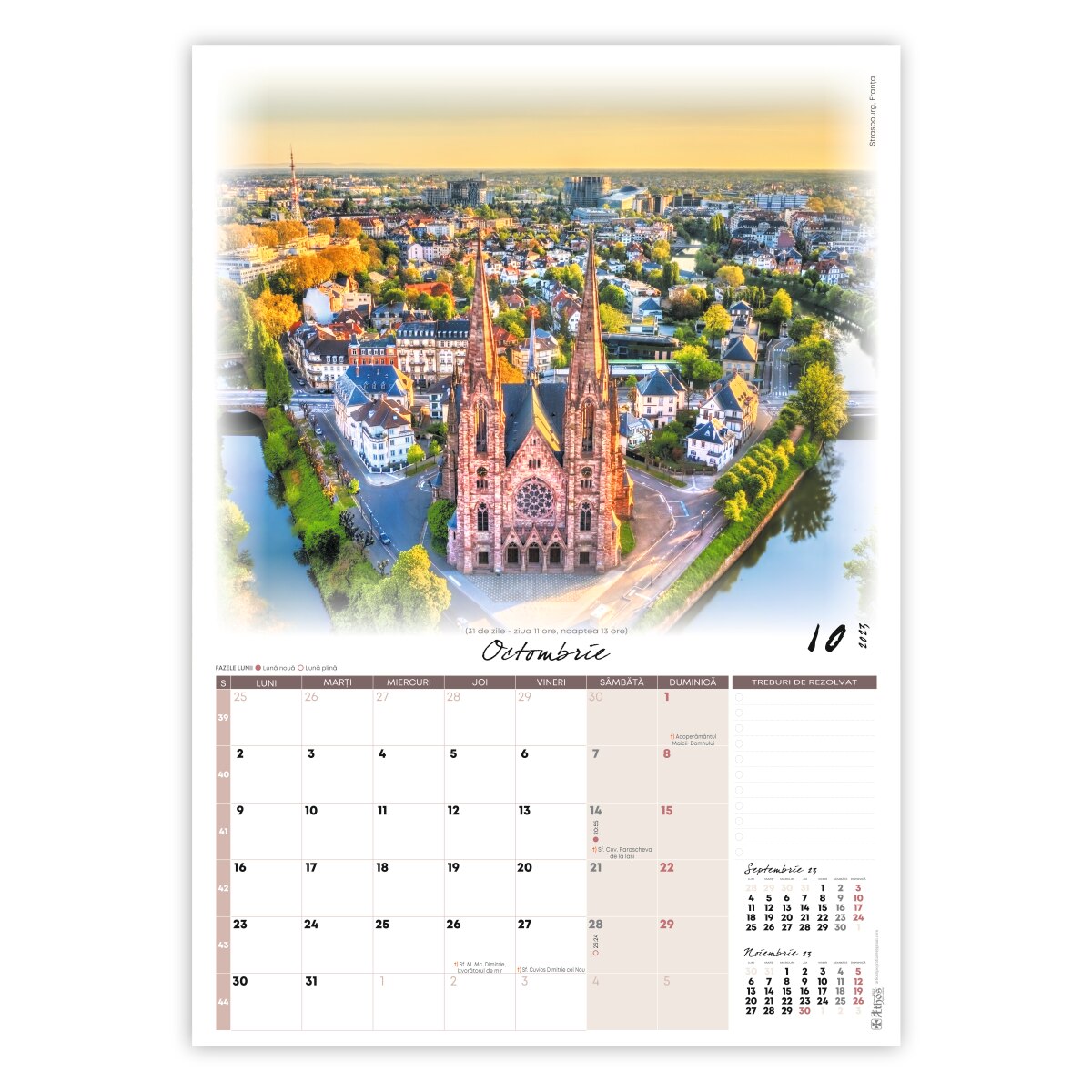Calendar de perete 2023, Planificator lunar, Orase din Europa, cele mai ...