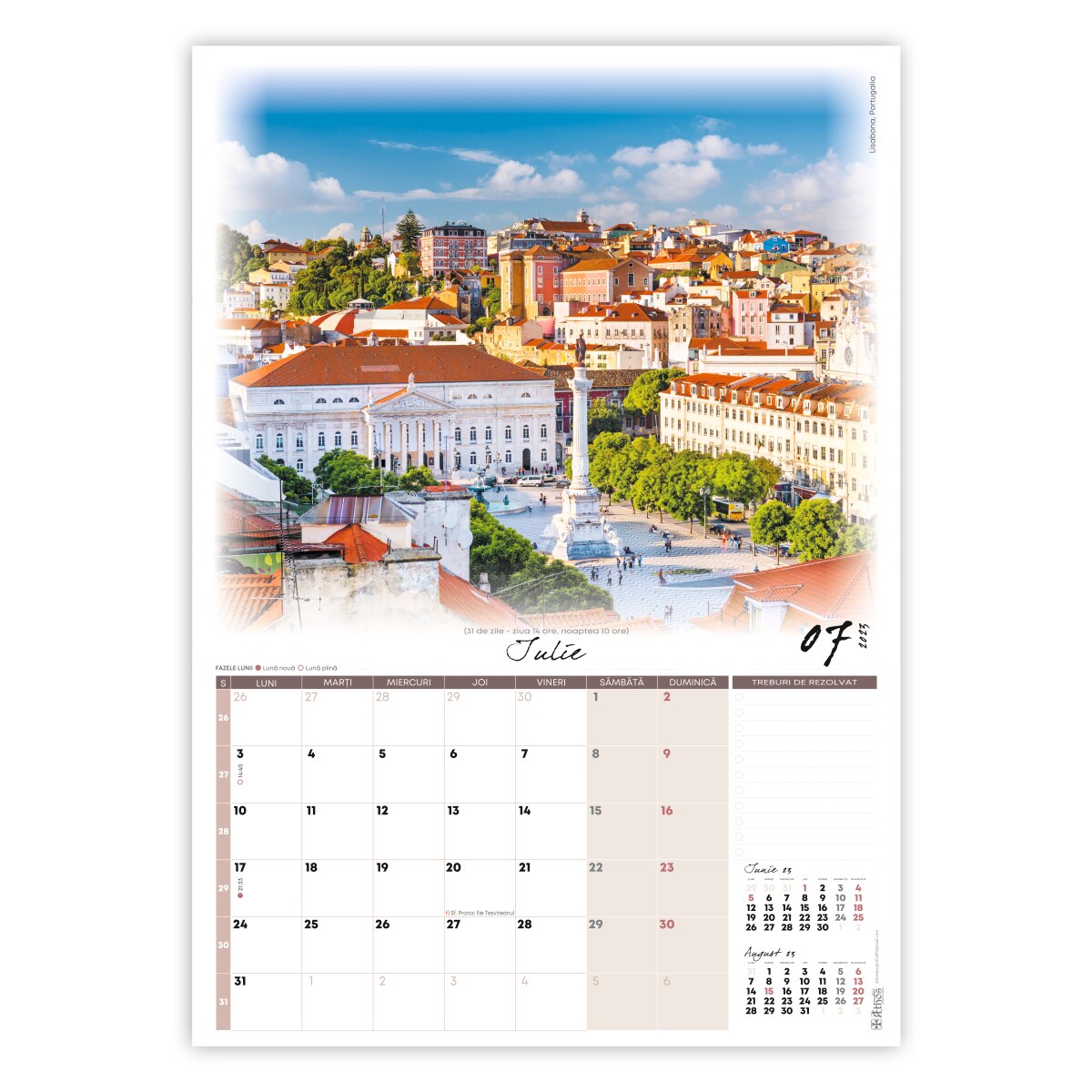 Calendar de perete 2023, Planificator lunar, Orase din Europa, cele mai ...