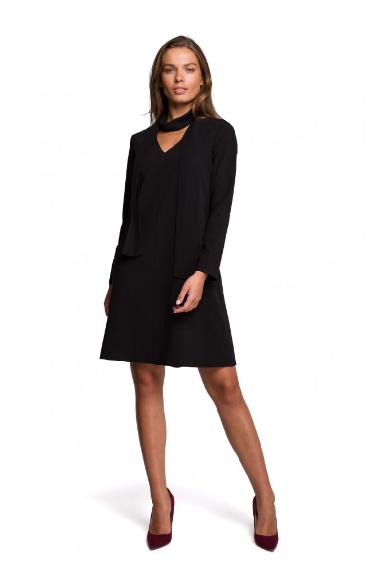 Rochie cu esarfa, Style, Poliester, Negru, XXL - eMAG.ro