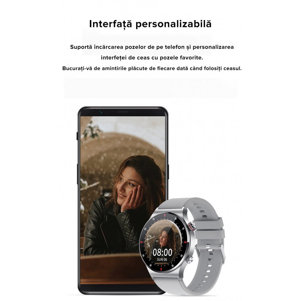 SmartWatch LQT Metallicum, Apelare Bluetooth, Buton rotativ, Tracker ...