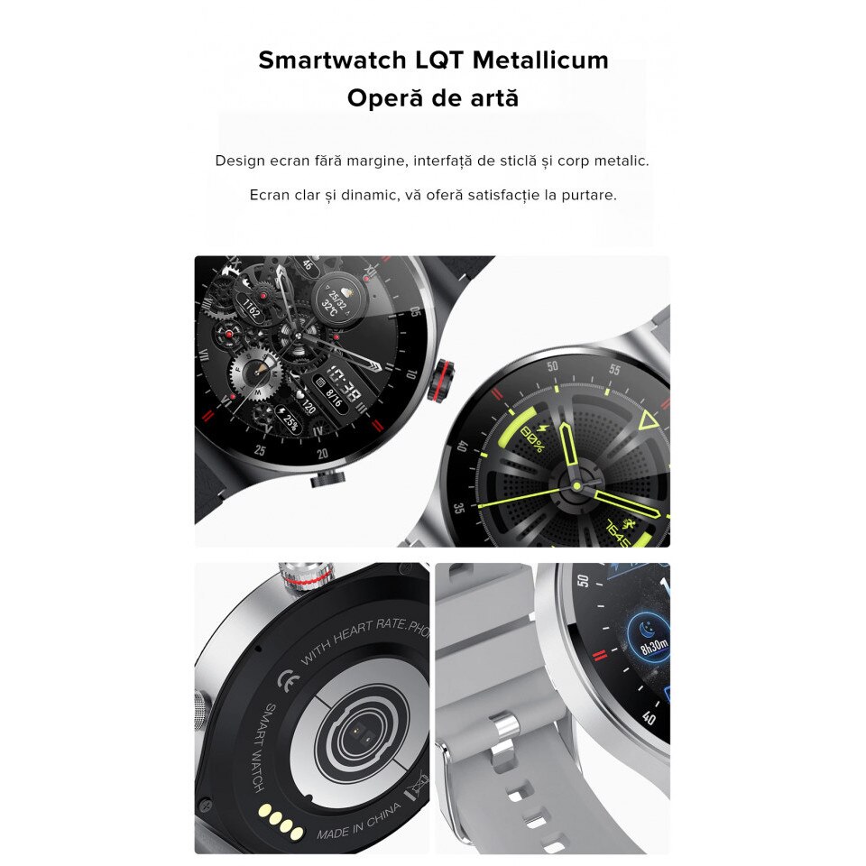 SmartWatch LQT Metallicum, Apelare Bluetooth, Buton rotativ, Tracker ...