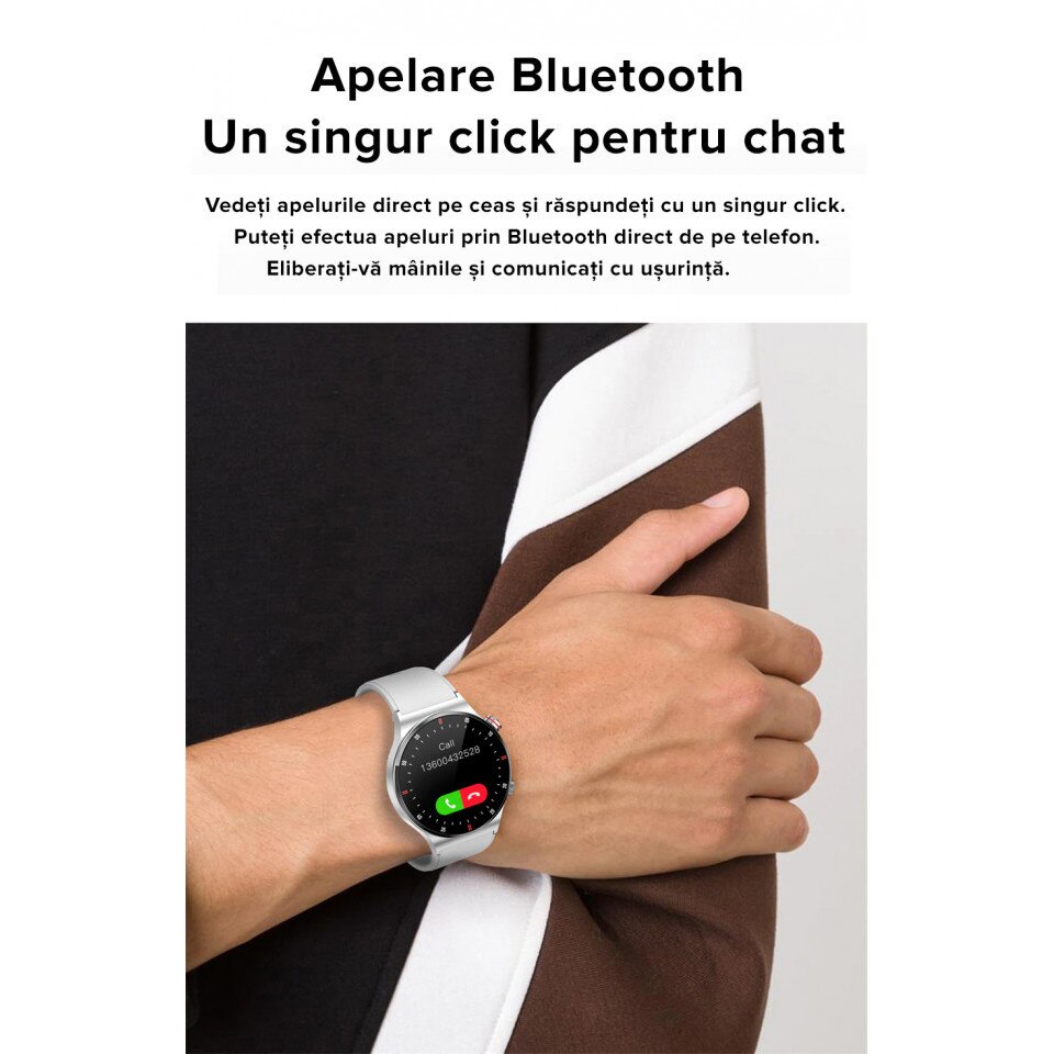 SmartWatch LQT Metallicum, Apelare Bluetooth, Buton rotativ, Tracker ...