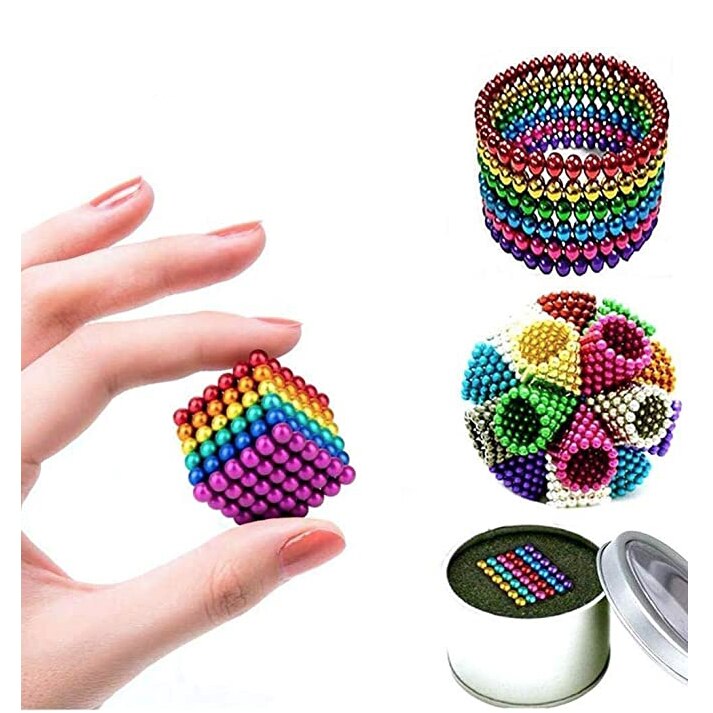 Set 216 Bile magnetice Rainbow NEOCUB diametru 5 mm multicolor cutie ...