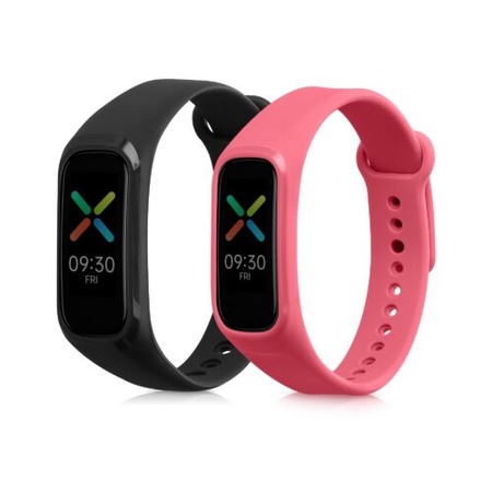 Set 2 Curele pentru Oppo Band Sport, Kwmobile, Negru/Roz, Silicon ...