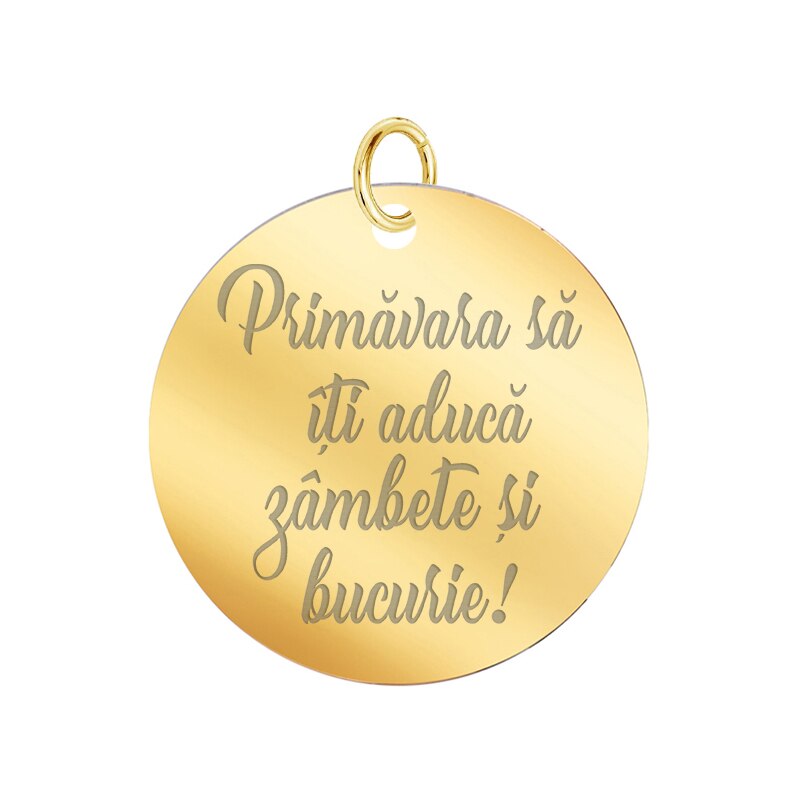 Martisor Pandantiv Inox Banut Auriu Primavara cu Zambete - eMAG.ro