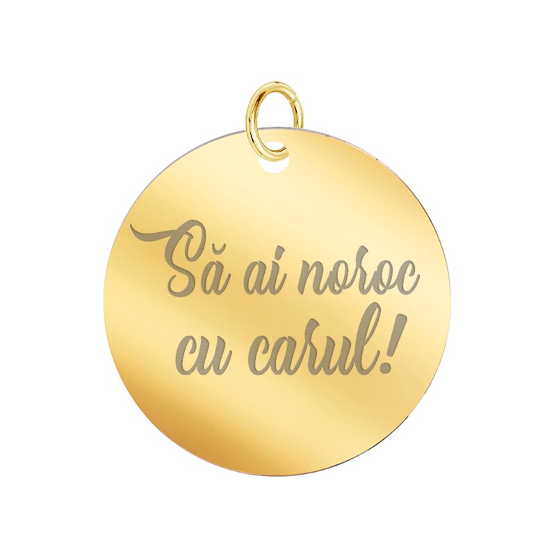 Martisor Pandantiv Inox Banut Auriu Noroc cu Carul - eMAG.ro