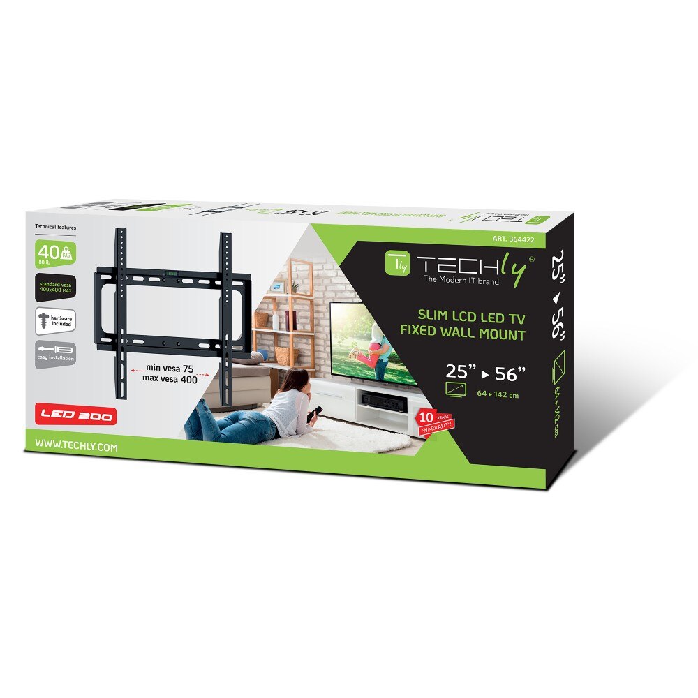 Стойка за стена за LED LCD телевизор, Slim Fix, 25-56 инча, черен ...