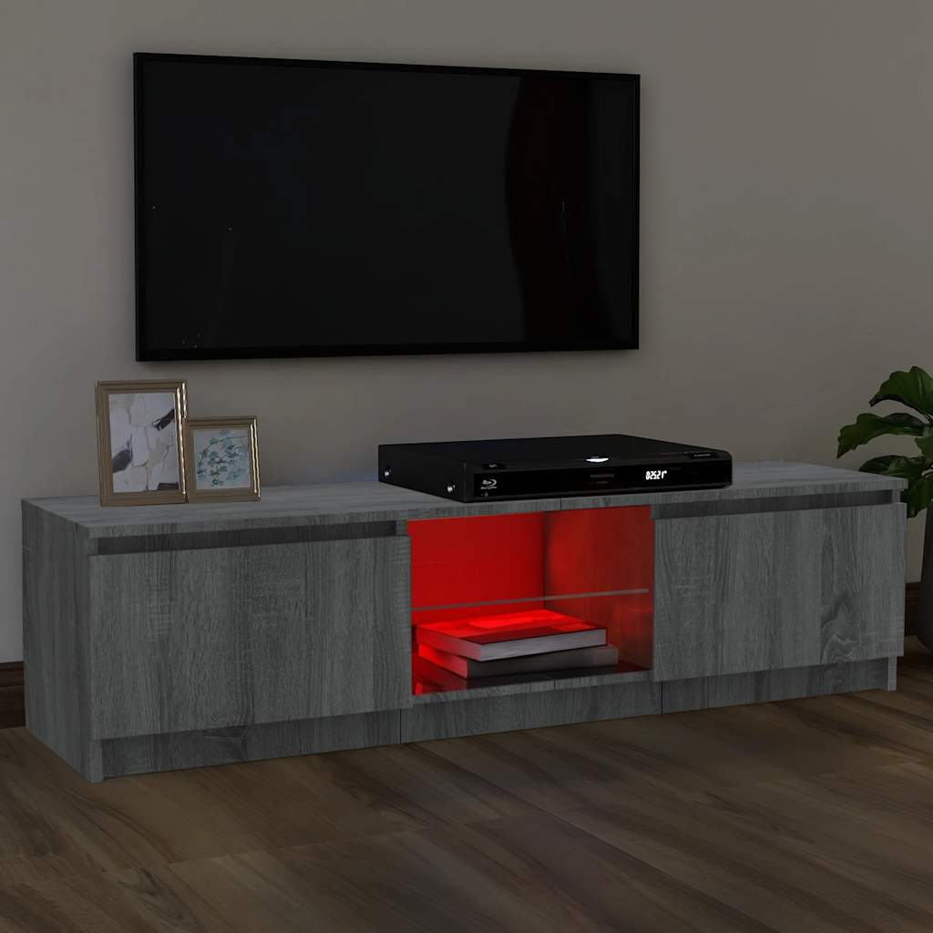 Comoda TV cu lumini LED vidaXL, gri sonoma, 120x30x36 cm 815709 - eMAG.ro