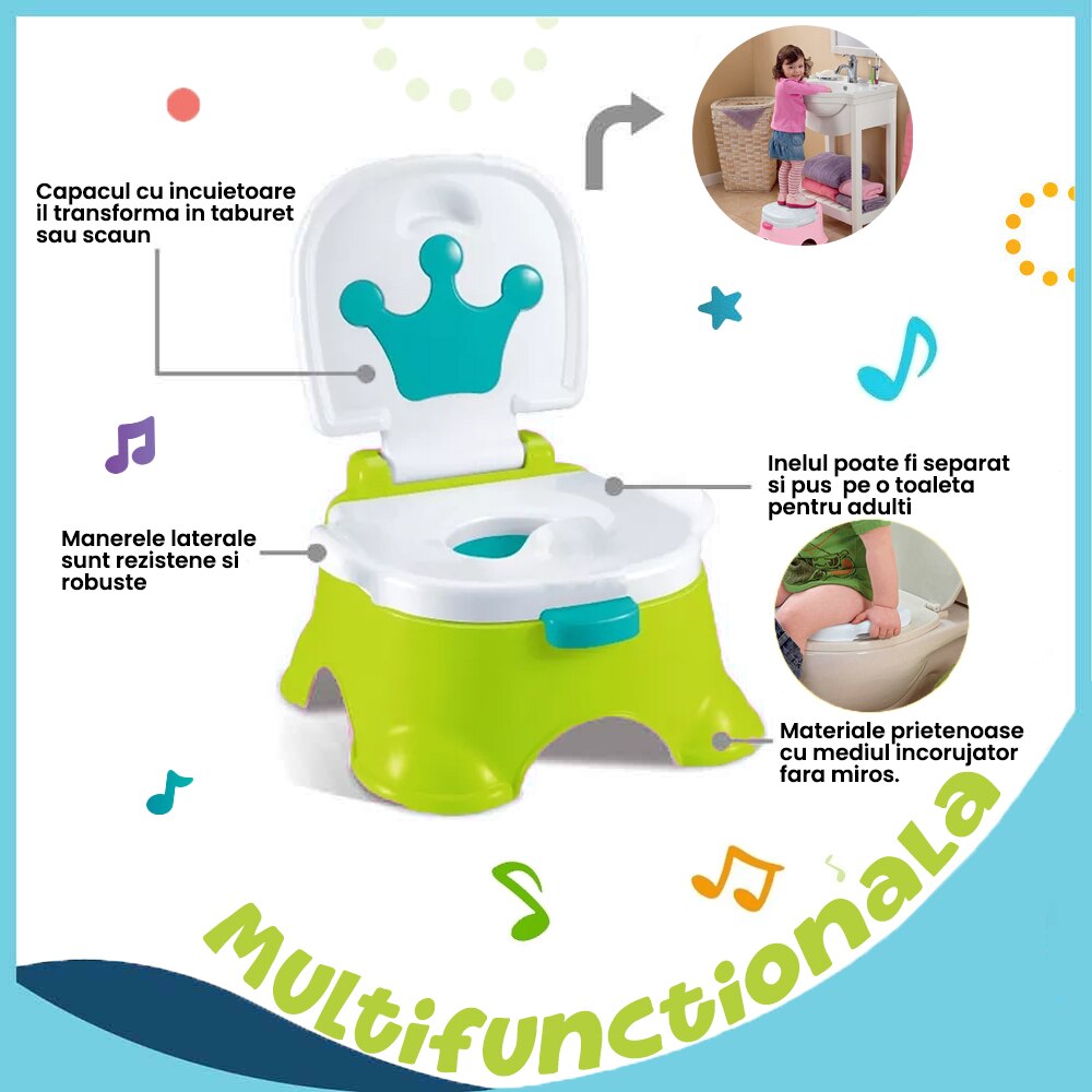 Olita portabila, 3 in 1, Reductor pentru WC, Vas colector, Scaunel ...