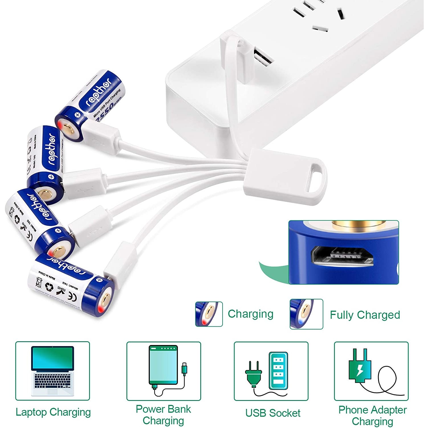 Комплект батерии 850 mAh, сменяеми CR123A, 123, 123A, BR2/3A, CR123 ...