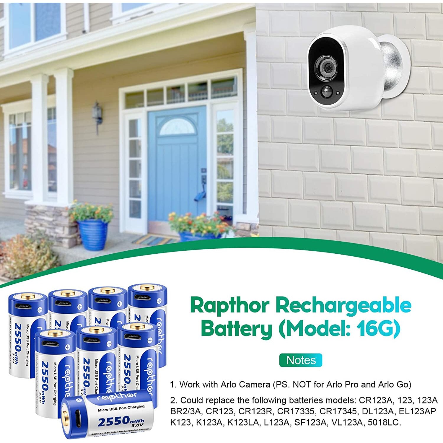 Комплект батерии 850 mAh, сменяеми CR123A, 123, 123A, BR2/3A, CR123 ...