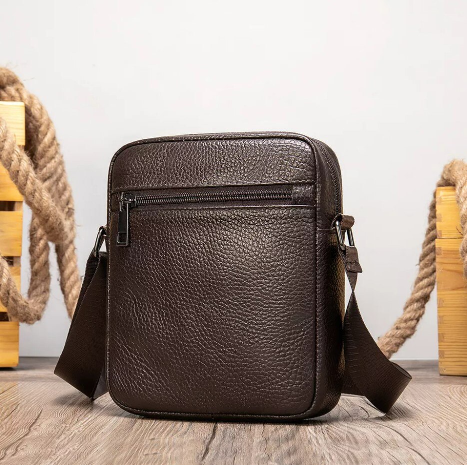 Geanta de umar pentru barbati Alan GT1822, piele naturala, maro inchis ...